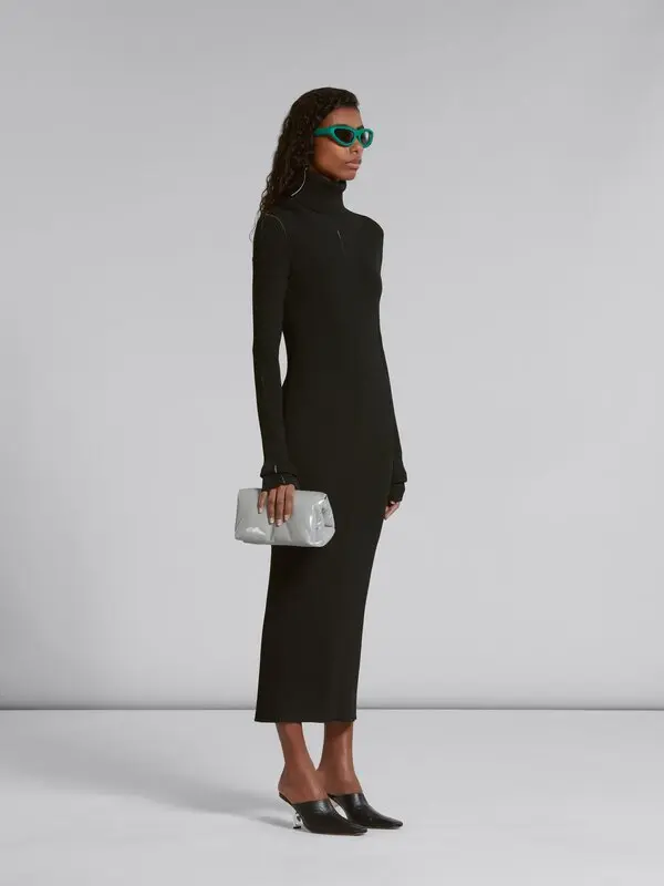 Marni Ribbed Knit Long-sleeved Turtleneck Dress