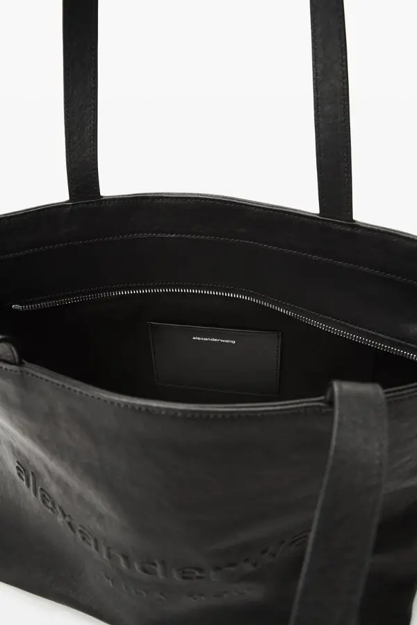 Alexander Wang Logo Embossed Medium Tote Bag - Black