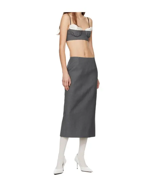 SHUSHU/TONG Mélange-effect Midi Skirt - Black
