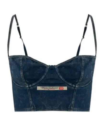 DIESEL® Sheila-dnm Logo-patch Bra - Black