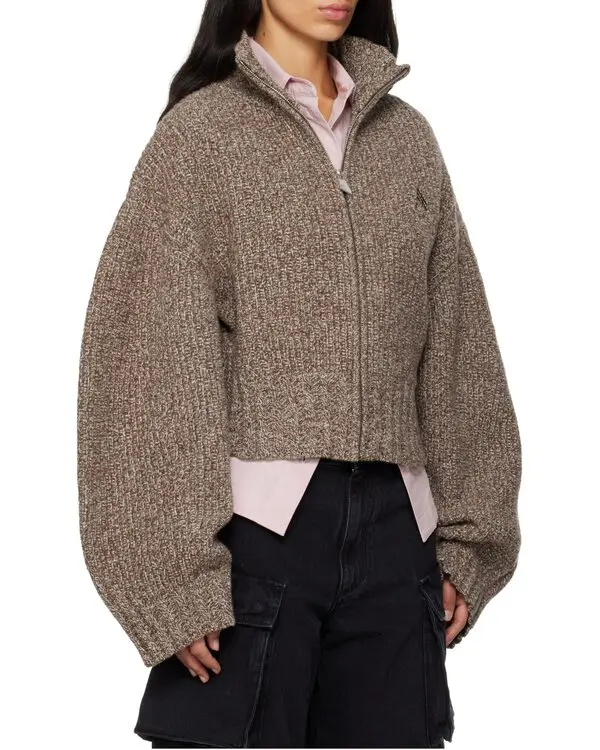 Attico Ribbed Knit Zip-up Cardigan