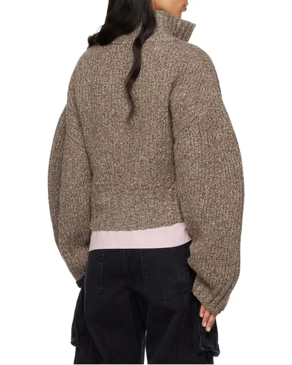 Attico Ribbed Knit Zip-up Cardigan