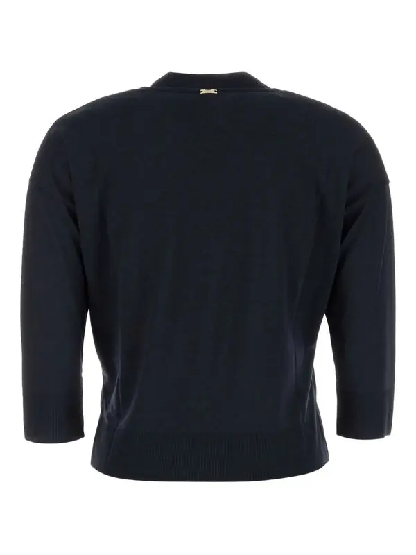 Herno V-neck Knitted Jumper With Three-quarter Sleeves - Black