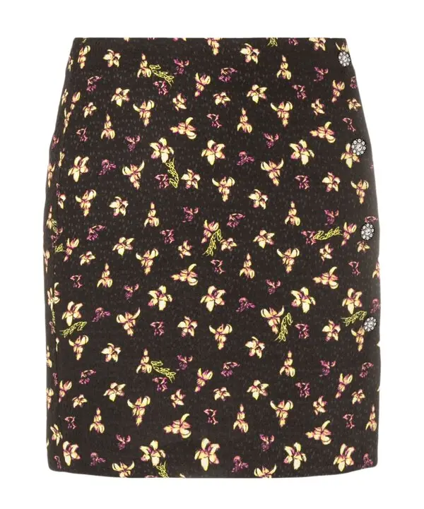 ROTATE BY BIRGER CHRISTENSEN Floral Print Mini Skirt With Crystal Embellishments