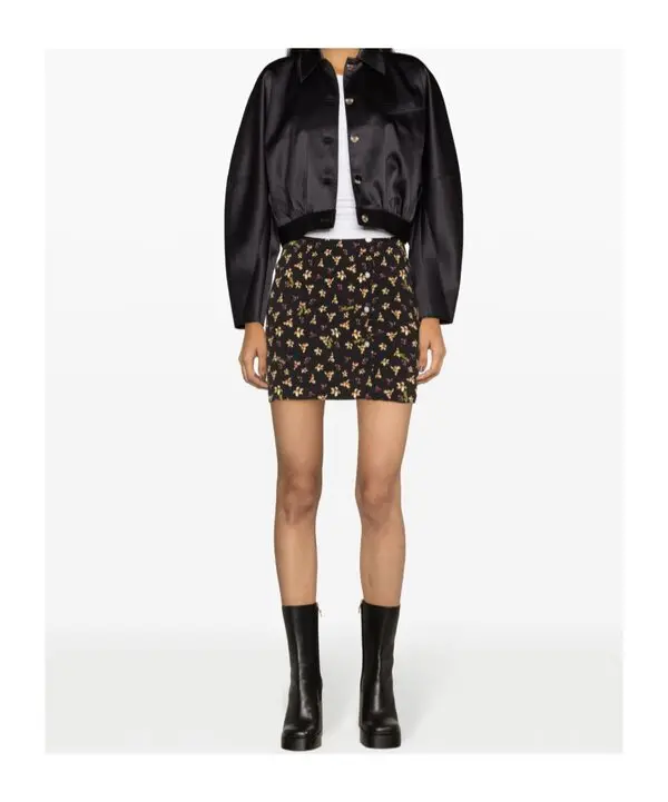 ROTATE BY BIRGER CHRISTENSEN Floral Print Mini Skirt With Crystal Embellishments