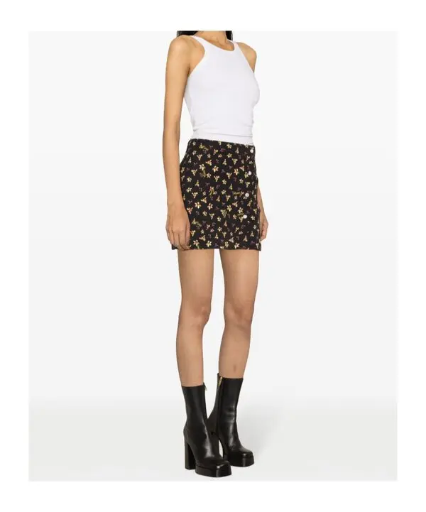 ROTATE BY BIRGER CHRISTENSEN Floral Print Mini Skirt With Crystal Embellishments