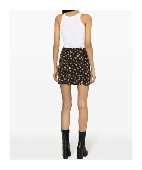 ROTATE BY BIRGER CHRISTENSEN Floral Print Mini Skirt With Crystal Embellishments