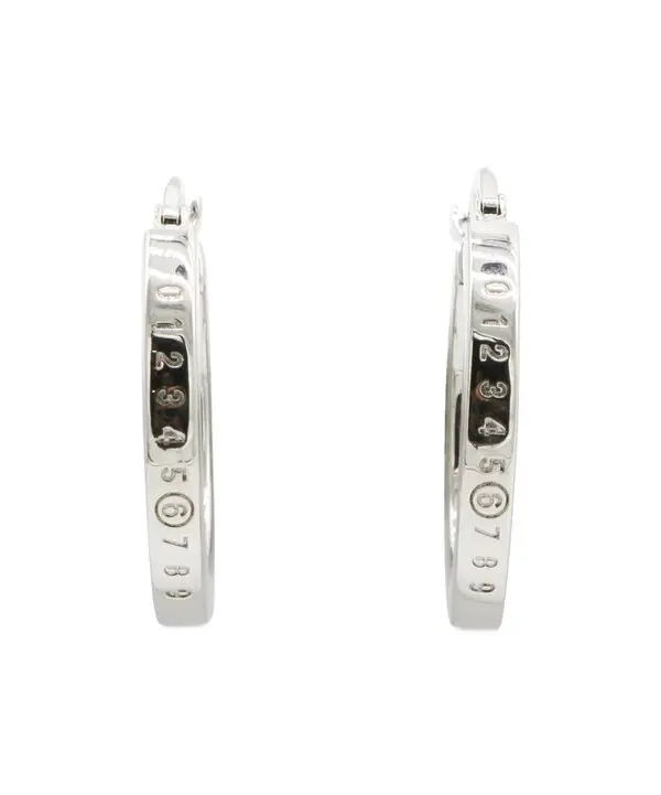 MAISON MARGIELA Numeric Logo Engraved Hoop Earrings - White