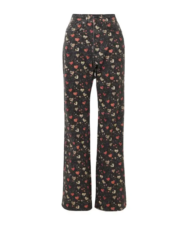 R13 Jane Printed Mid-rise Jeans - Black