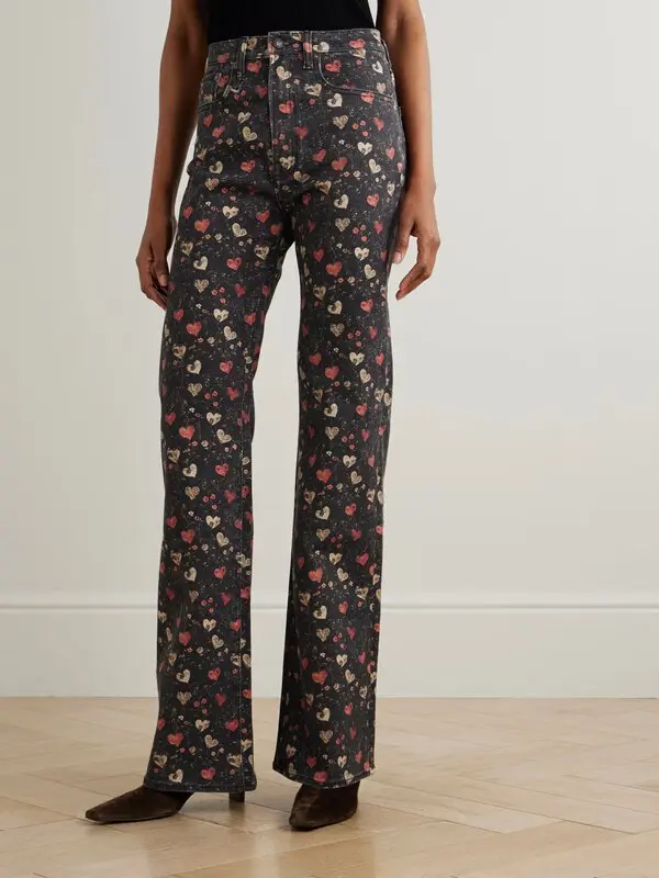 R13 Jane Printed Mid-rise Jeans