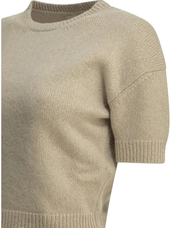 Khaite Golden Short-sleeve Knitted Jumper - Tan