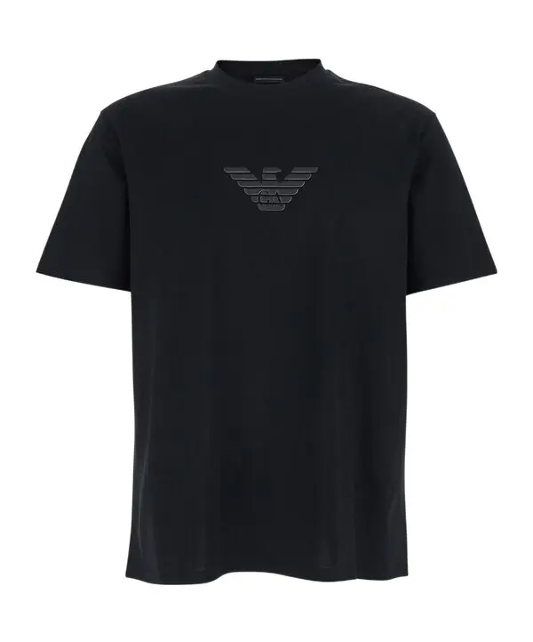 Emporio Armani Logo Embossed Crewneck T-shirt