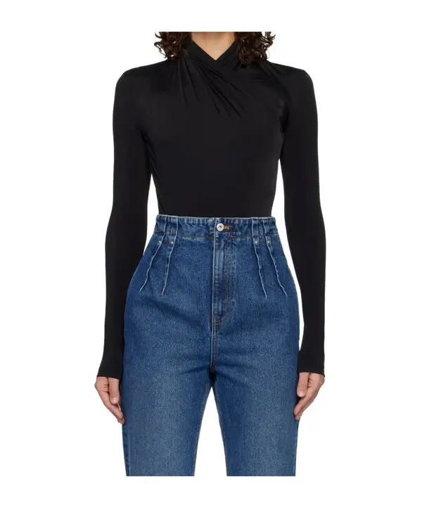 MUGLER Long Sleeve Draped Top