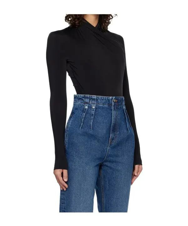 MUGLER Long Sleeve Draped Top