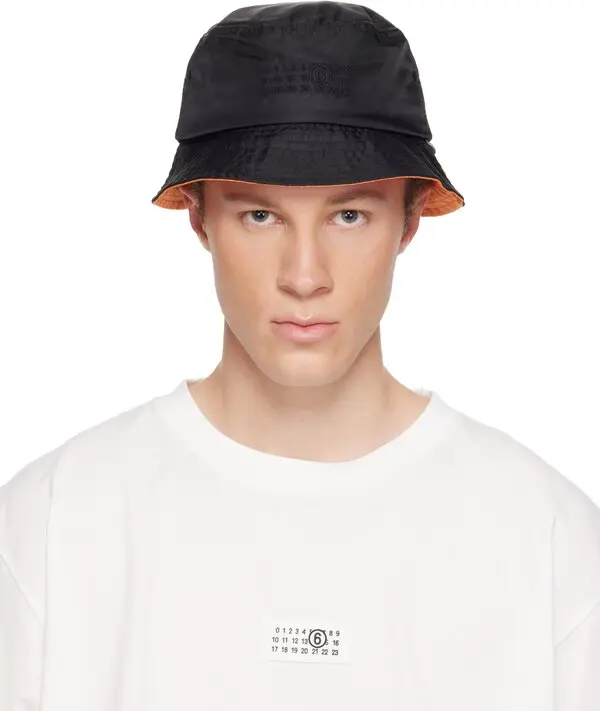 MAISON MARGIELA Embroidered Logo Bucket Hat - Black