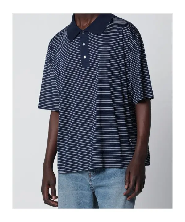 AMI Paris De Coeur Striped Polo Shirt