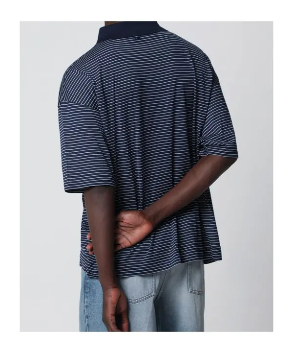 AMI Paris De Coeur Striped Polo Shirt