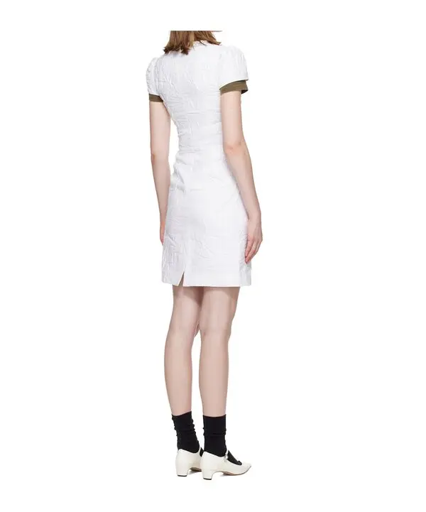 SHUSHU/TONG Crinkled V-neck Lace Trim Dress
