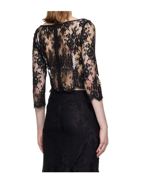 SHUSHU/TONG Lace Top With Keyhole And Bow Detail