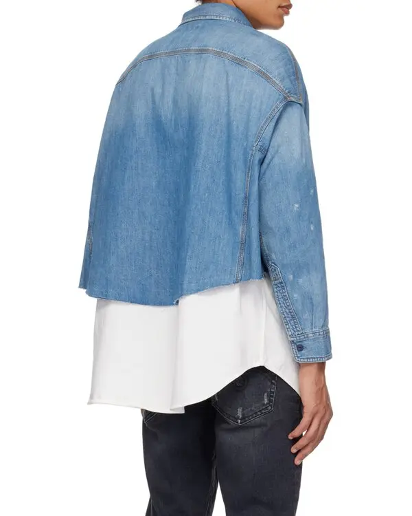 R13 Distressed Cropped Denim Shirt