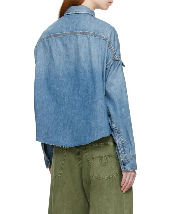 R13 Distressed Cropped Denim Shirt