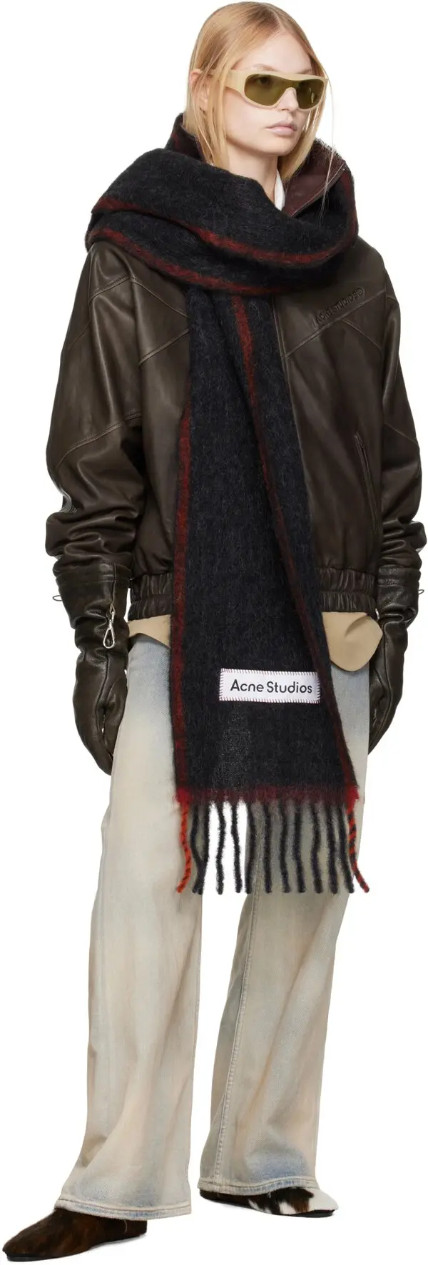 Acne Studios Logo Patch Fringed-edge Scarf
