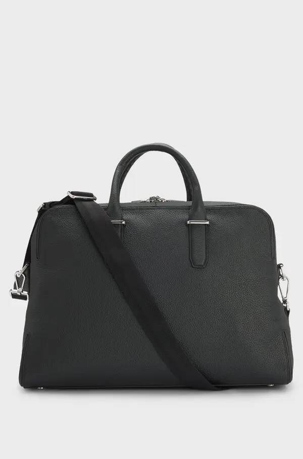 Hugo Boss Leather Top-handle Holdall With Two-way Zip Closure