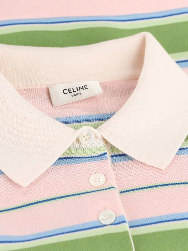 Celine Striped Long-sleeved Polo Shirt