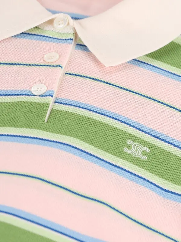 Celine Striped Long-sleeved Polo Shirt