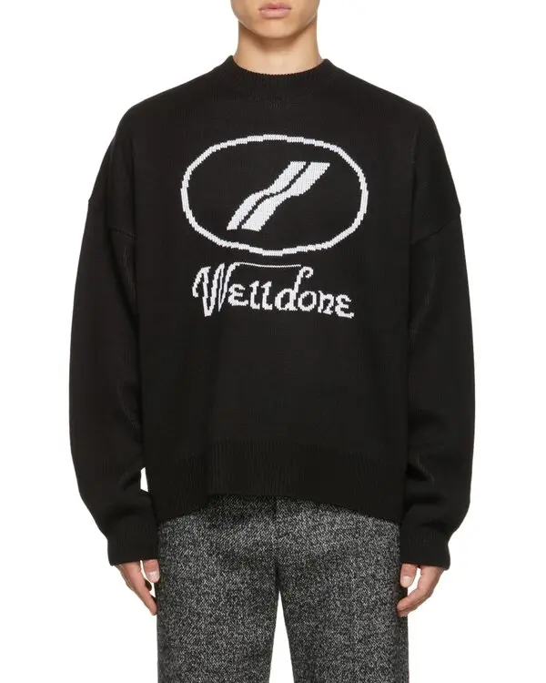 We11Done Logo Intarsia Crewneck Pullover