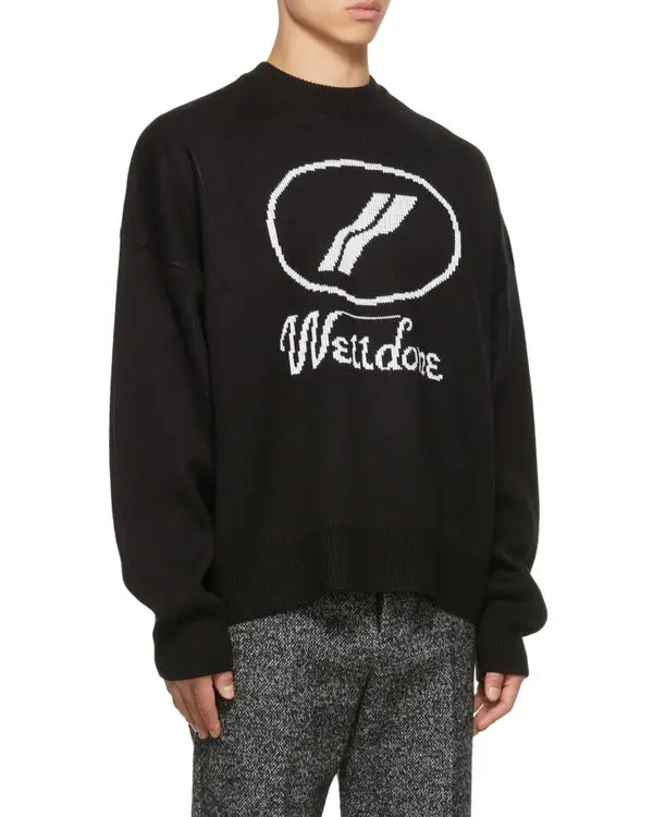 We11Done Logo Intarsia Crewneck Pullover