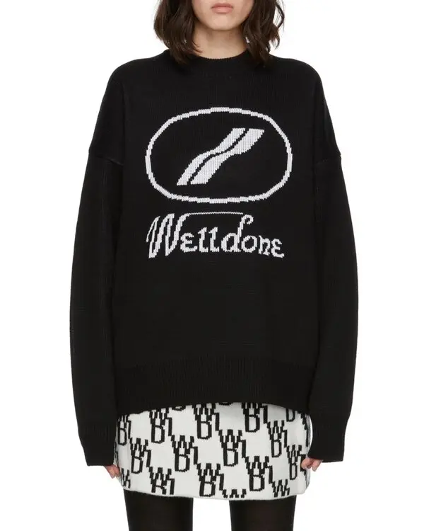 We11Done Logo Intarsia Crewneck Pullover