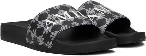 Amiri Logo Plaque Slip-on Slides - Black