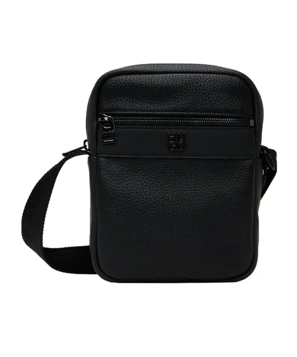 Hugo Boss Logo Plaque Zip-up Messenger Bag - Black