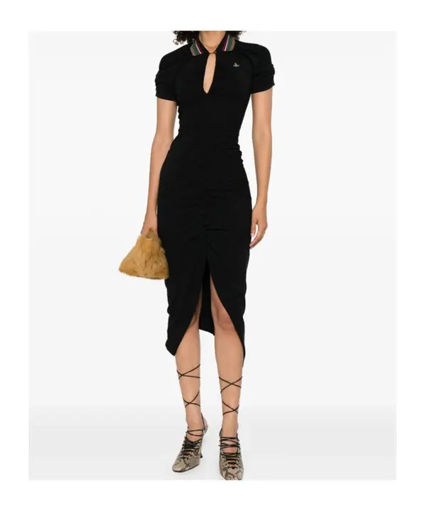 VIVIENNE WESTWOOD Asymmetrical Hem Polo Dress - Black