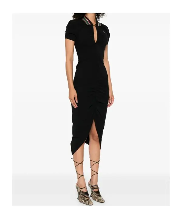 VIVIENNE WESTWOOD Asymmetrical Hem Polo Dress - Black