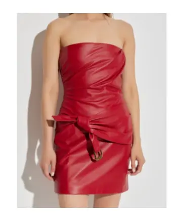 Versace Strapless Zip-up Mini Dress With Belted Detail
