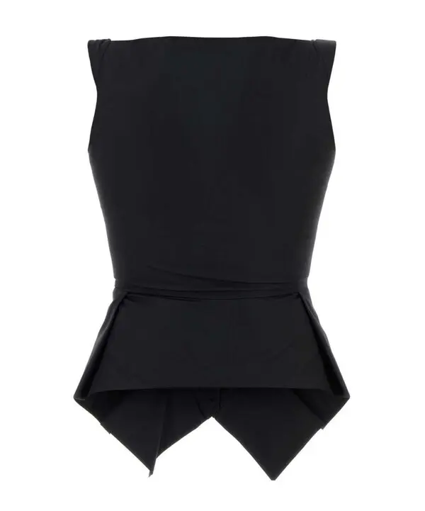 VIVIENNE WESTWOOD Square Neck Button Down Peplum Top - Black