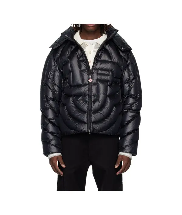 Casablanca Quilted Down Puffer Jacket With Detachable Hood - Black