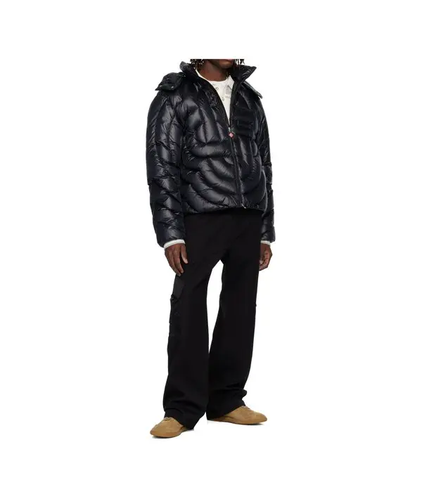 Casablanca Quilted Down Puffer Jacket With Detachable Hood - Black