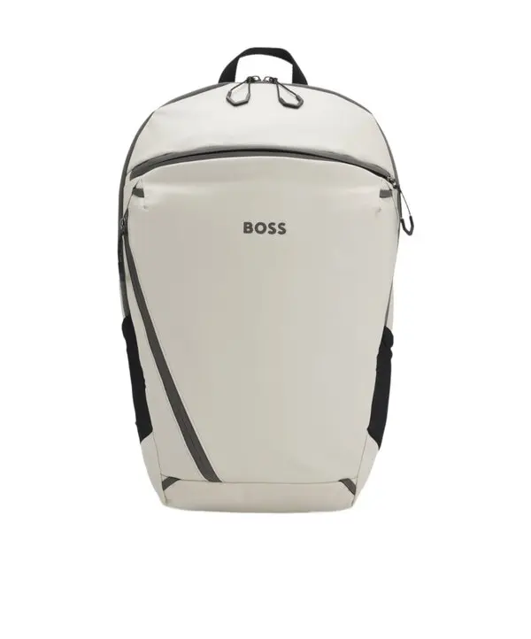 Hugo Boss Faux-leather Backpack With Reflective Details - Light Beige