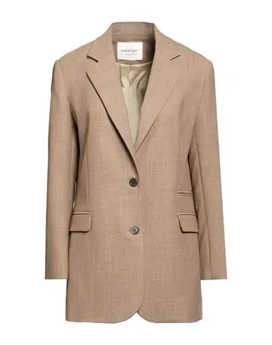 OTTOD'AME Charcoal Polyester, Wool, Elastane Blazer - Beige
