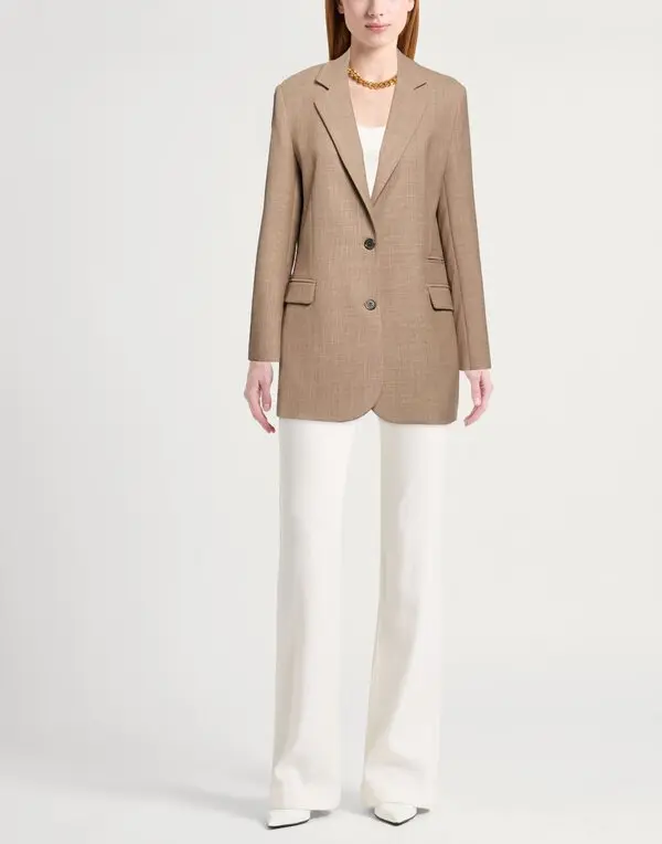 OTTOD'AME Charcoal Polyester, Wool, Elastane Blazer - Beige