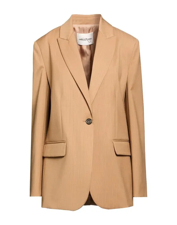 OTTOD'AME Camel Polyester, Virgin Wool, Elastane Blazer
