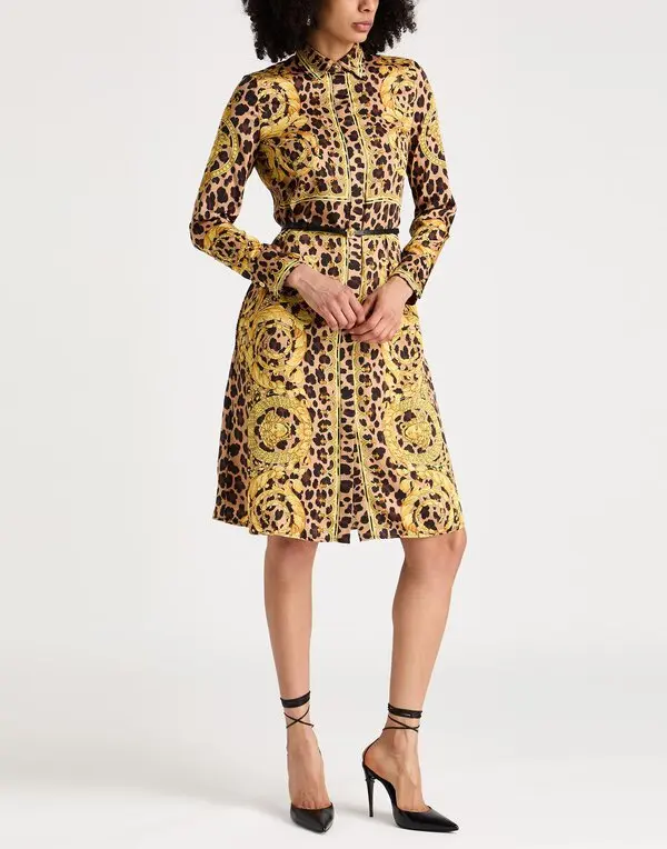 Versace Midi Shirt Dress With Signature Print