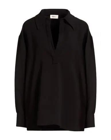 OTTOD'AME Long Sleeve Solid Color Woven Top - Black