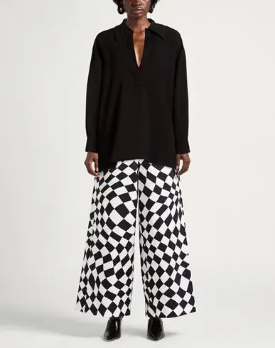OTTOD'AME Long Sleeve Solid Color Woven Top - Black