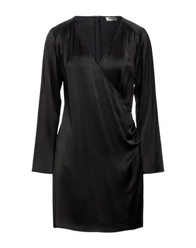 OTTOD'AME Satin Wrap-effect Mini Dress - Black