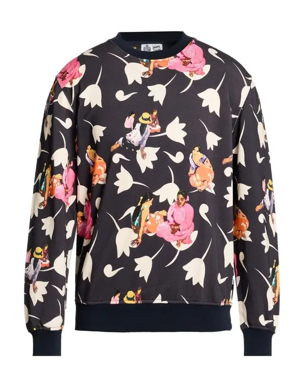 JOHNNY LAMBS French Terry Floral Print Crewneck Sweatshirt