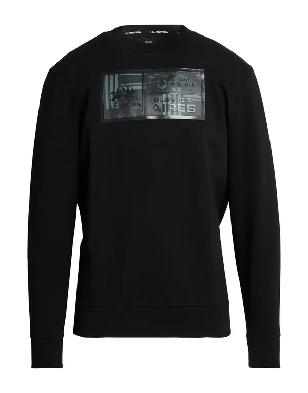 LA MARTINA Crewneck Sweatshirt With Logo Embellishment - Black